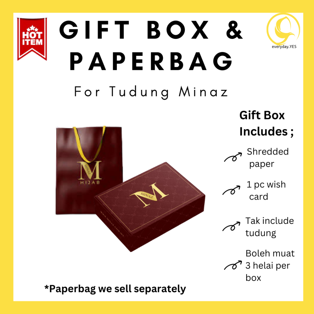 Gift Box / Paper bag Tudung Minaz Hijab Free Wish Card / scarf ...