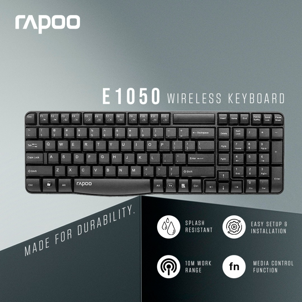 # Rapoo E1050 Wireless Keyboard with Spill Resistant Design # [BLACK ...