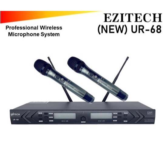 EZITECH UR-68 UHF DUAL CHANNEL WIRELESS HANDHELD MICROPHONE | Shopee ...