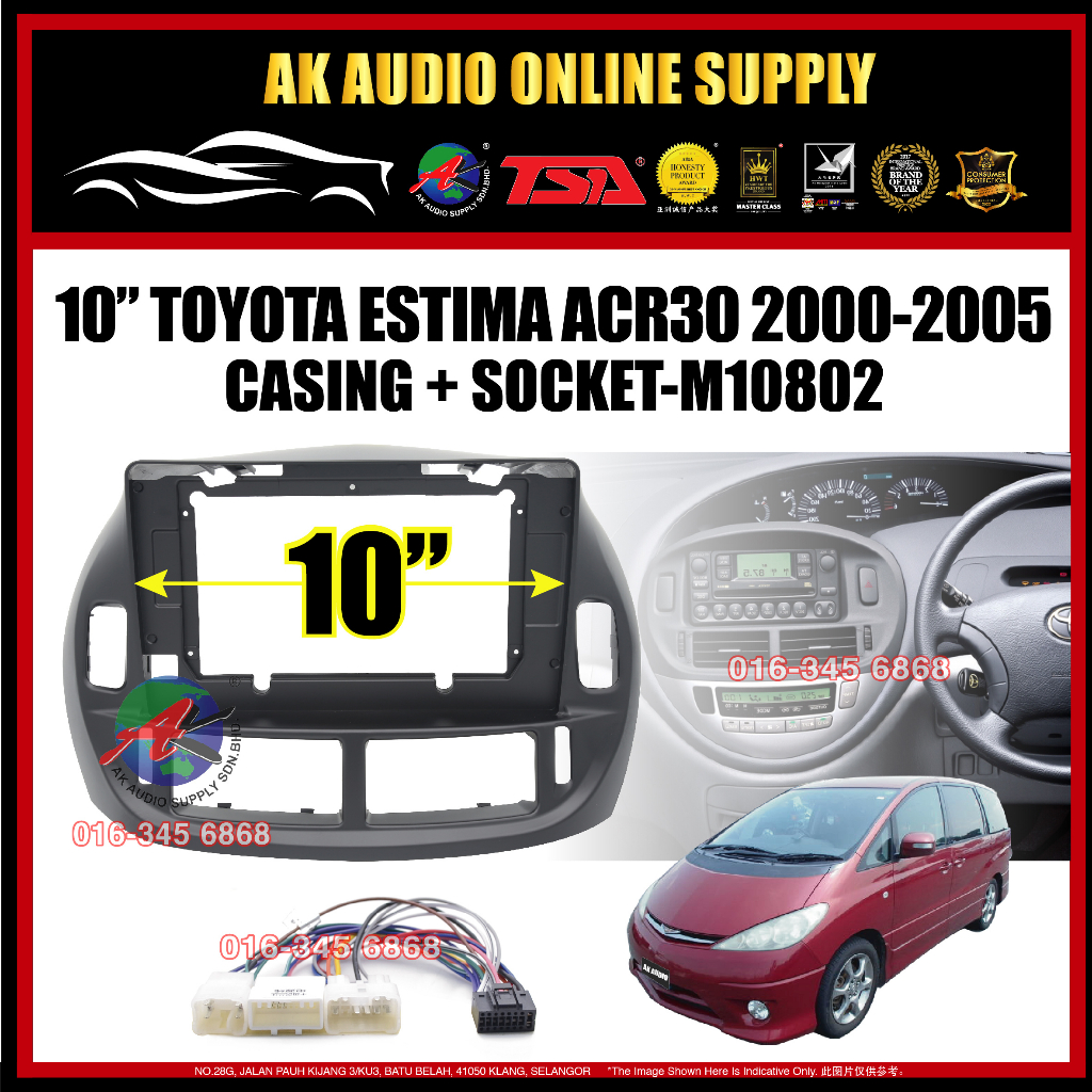 Toyota Estima 2000 - 2005 ACR30 Android Player 10" Inch Casing + Socket ...