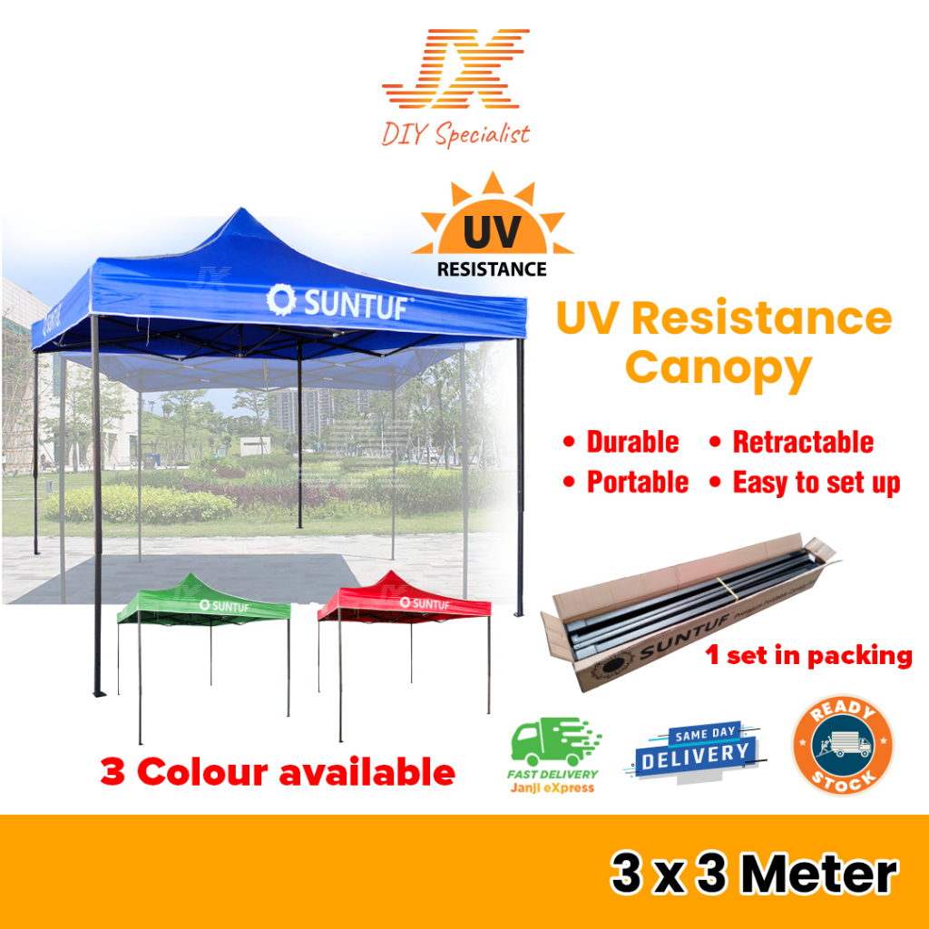 SUNTUF 10x10 Ft 3x3m Folding Canopy Folding Tent Kanopi Bazar Khemah ...