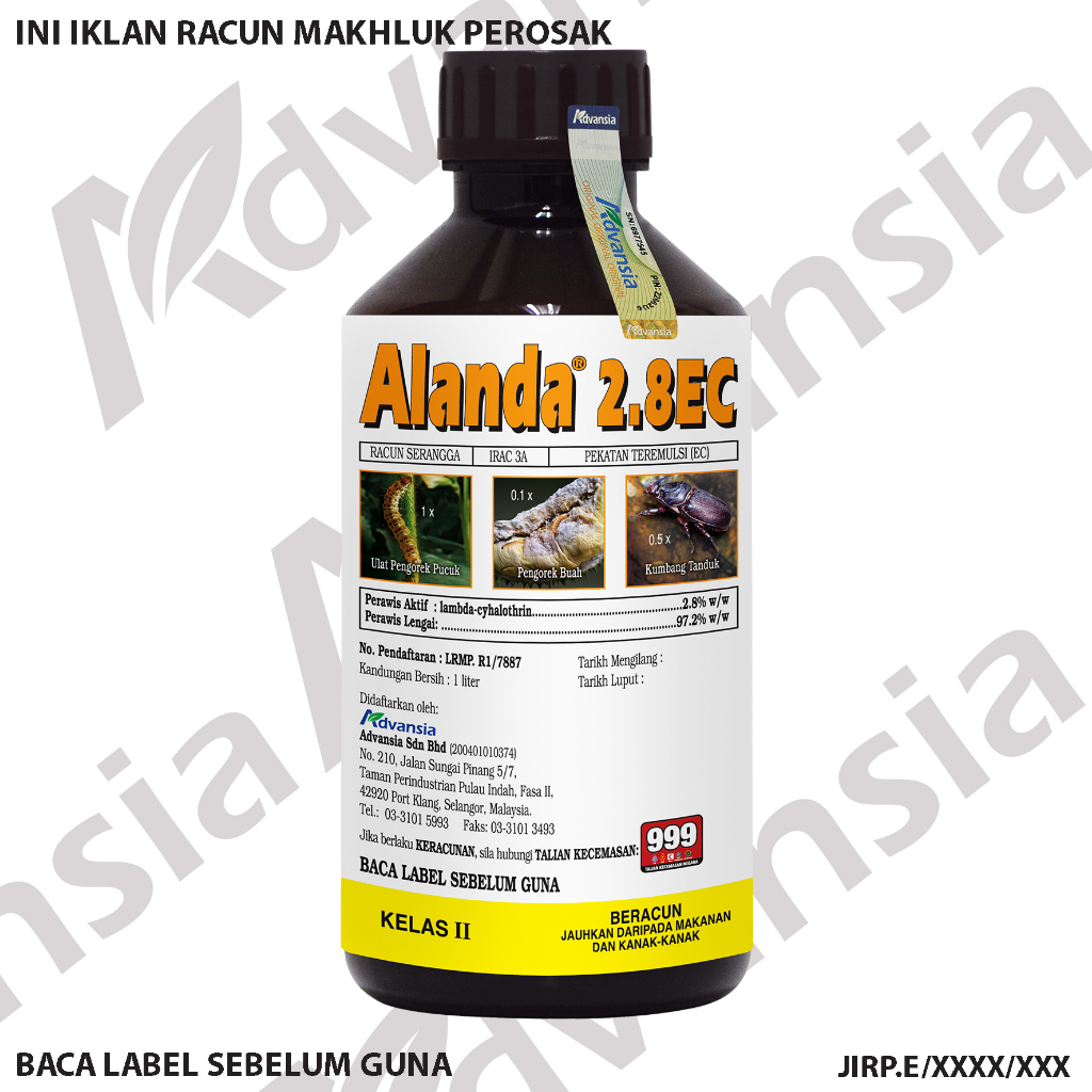 ALANDA 2.8EC/ Racun Serangga/ Ulat Pelombong Daun/ Ulat Bungkus Pagoda/ Pengorek Buah/ Hama ...