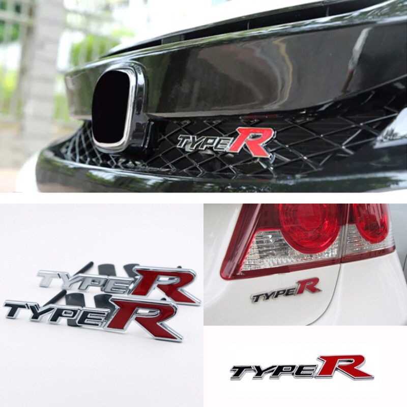 #3D Honda Front grill Metal TYPE R Rs Logo Emblem Sticker Rear Badge ...