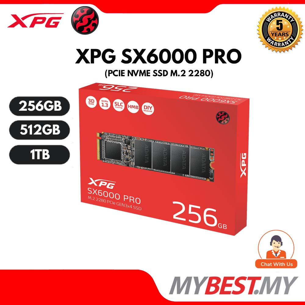 ADATA XPG SX6000 LITE / SX6000 PRO 256GB / 512GB / 1TB M.2 PCIe Gen3x4 ...