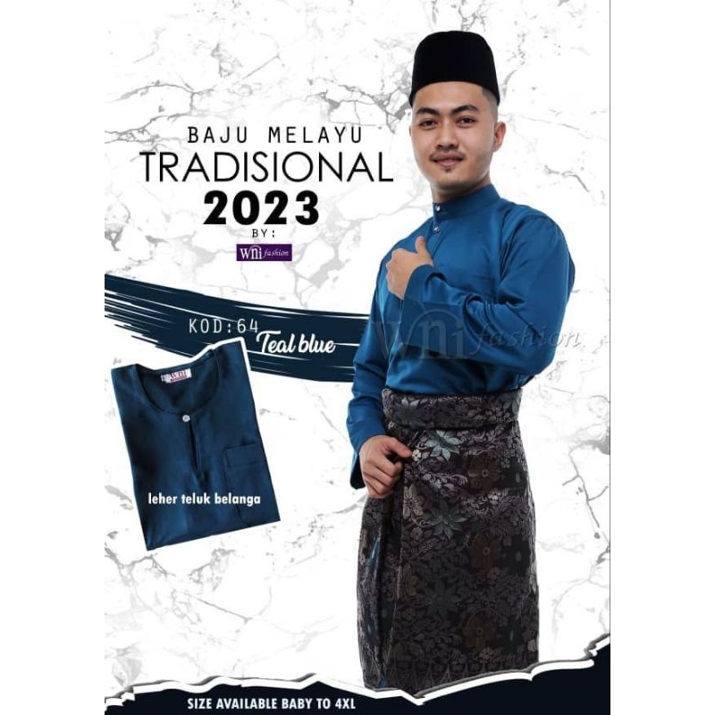 Baju Melayu Wni Traditional Berpesak (64 Teal Blue) | Shopee Malaysia