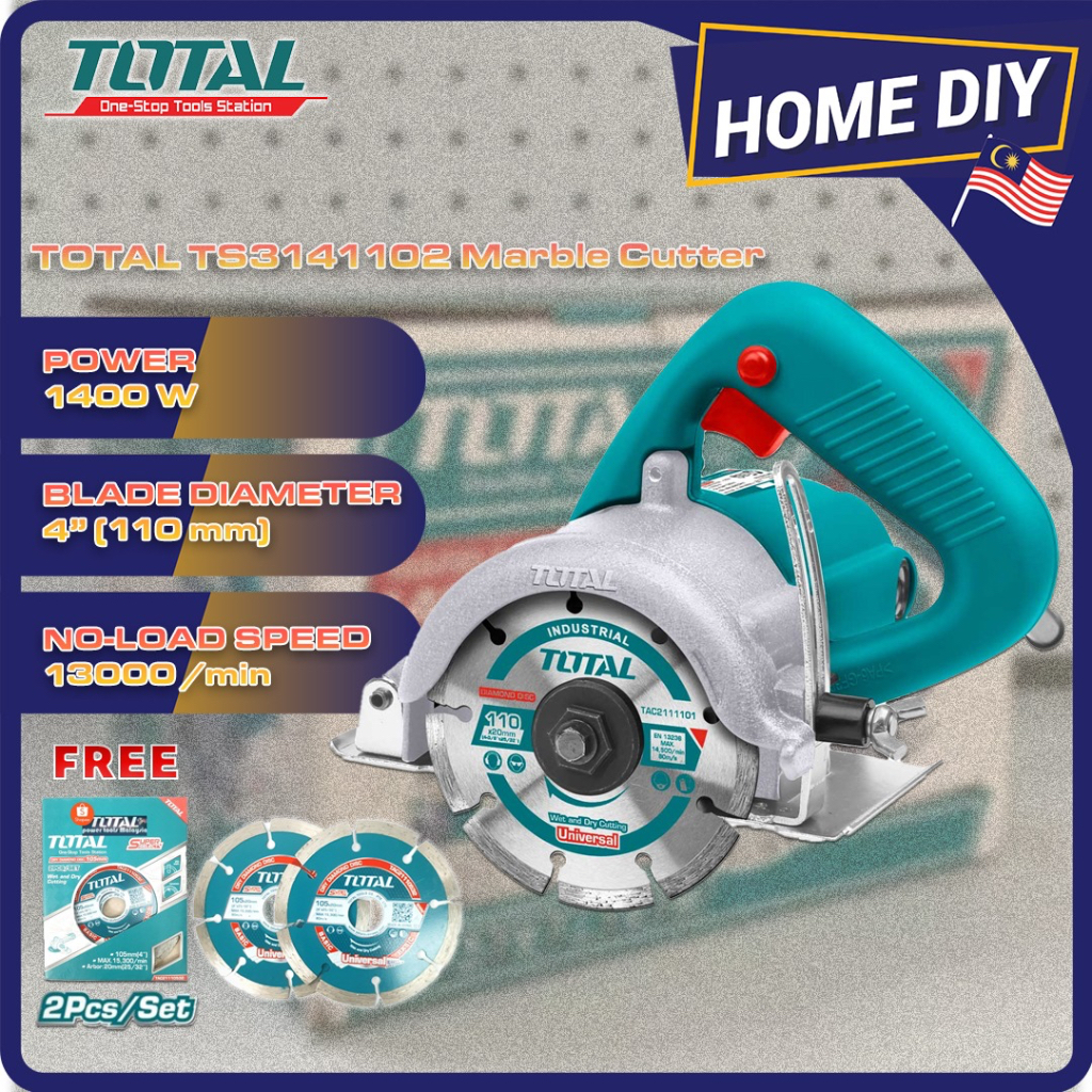 TOTAL 4" Marble Cutter 1400W TS3141102/Marble Tile Or Wood Cutting ...