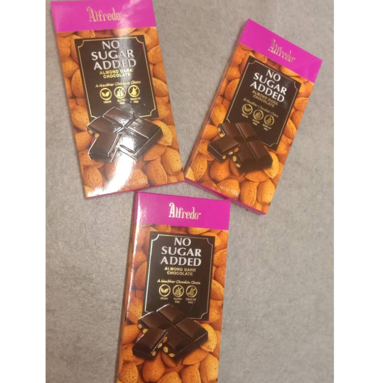 Alfredo Almond Dark Choolate - No Sugar added -- exp JUN24 | Shopee ...
