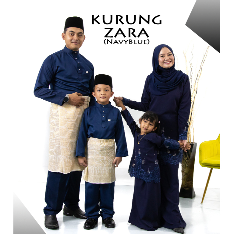 SET FAMILY BAJU KURUNG ZARA NAVY BLUE BAJU MELAYU KIDS And DADDY RAYA ...