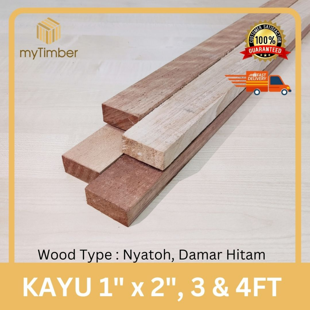 1" x 2" [3&4FT] Kayu Perabot / Kayu DIY / Timber Wood / Siap Ketam ...