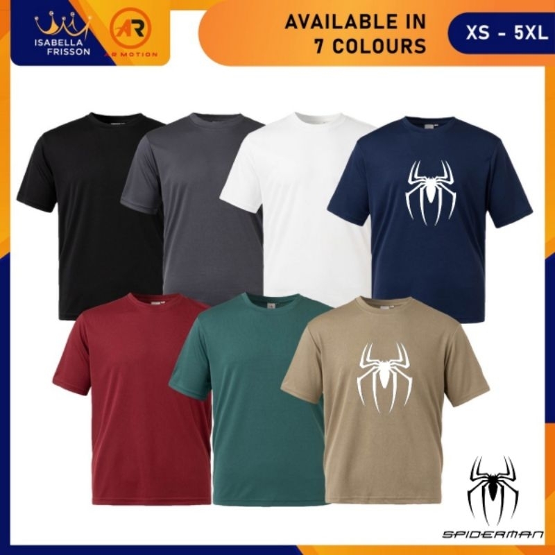 SPIDER UNISEX TEE SHIRT QUICK DRY MICROFIBER INTERLOCK MARVELL BLACK ...