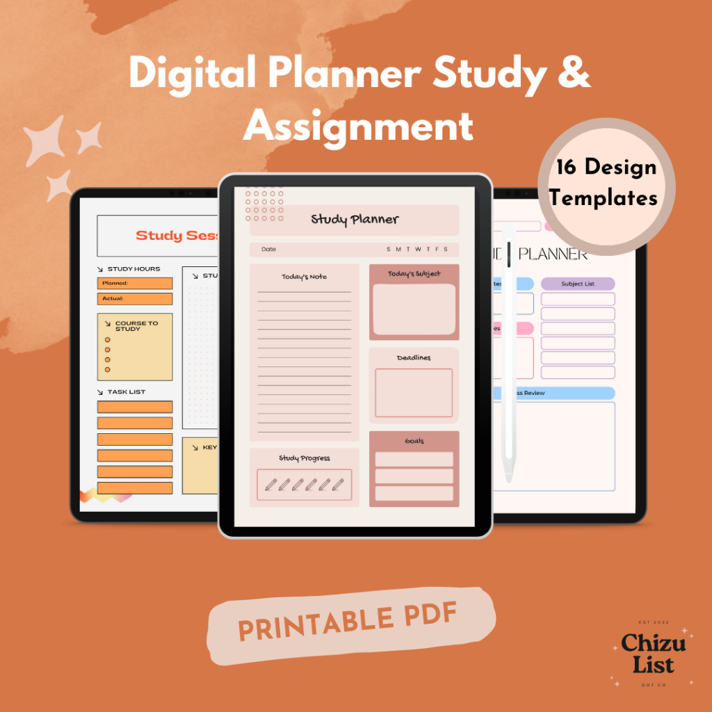 Affordable Digital Planner | Study Assignment Project Schedule ...