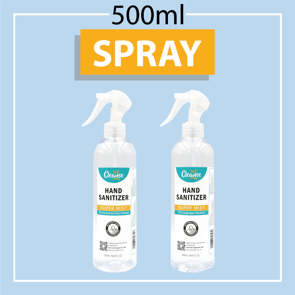 Cleanse360 Super Mist Hand Sanitizer 75% Alcohol [Liquid / Spray- 500ml ...