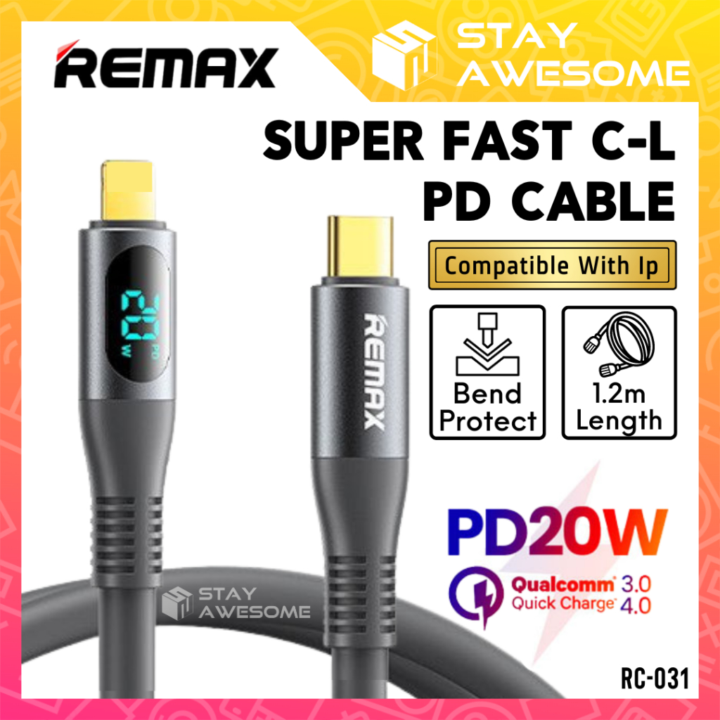 REMAX Cable Charger USB Cable Fast Charging Cable Type C Fast Charging Cable USB C Cable Ip 20W ...