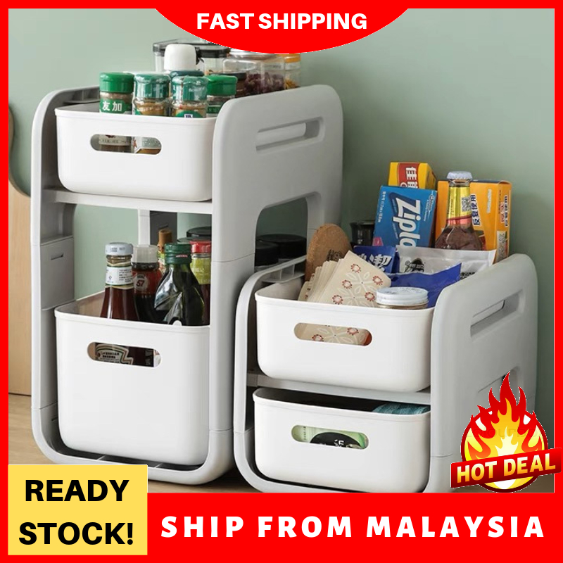 2 Tier Sliding Cabinet Basket Pull Out Organizer Drawer Ideal ...