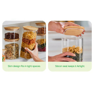 Glass & Bamboo Storage Jar Tupperware Balang Kaca Tupperware | Shopee ...