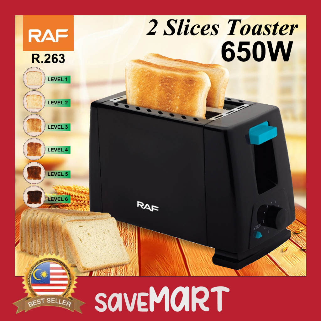 RAF 2 Slice Toaster 650W Breakfast Bread Pop Up Toaster Grill with ...