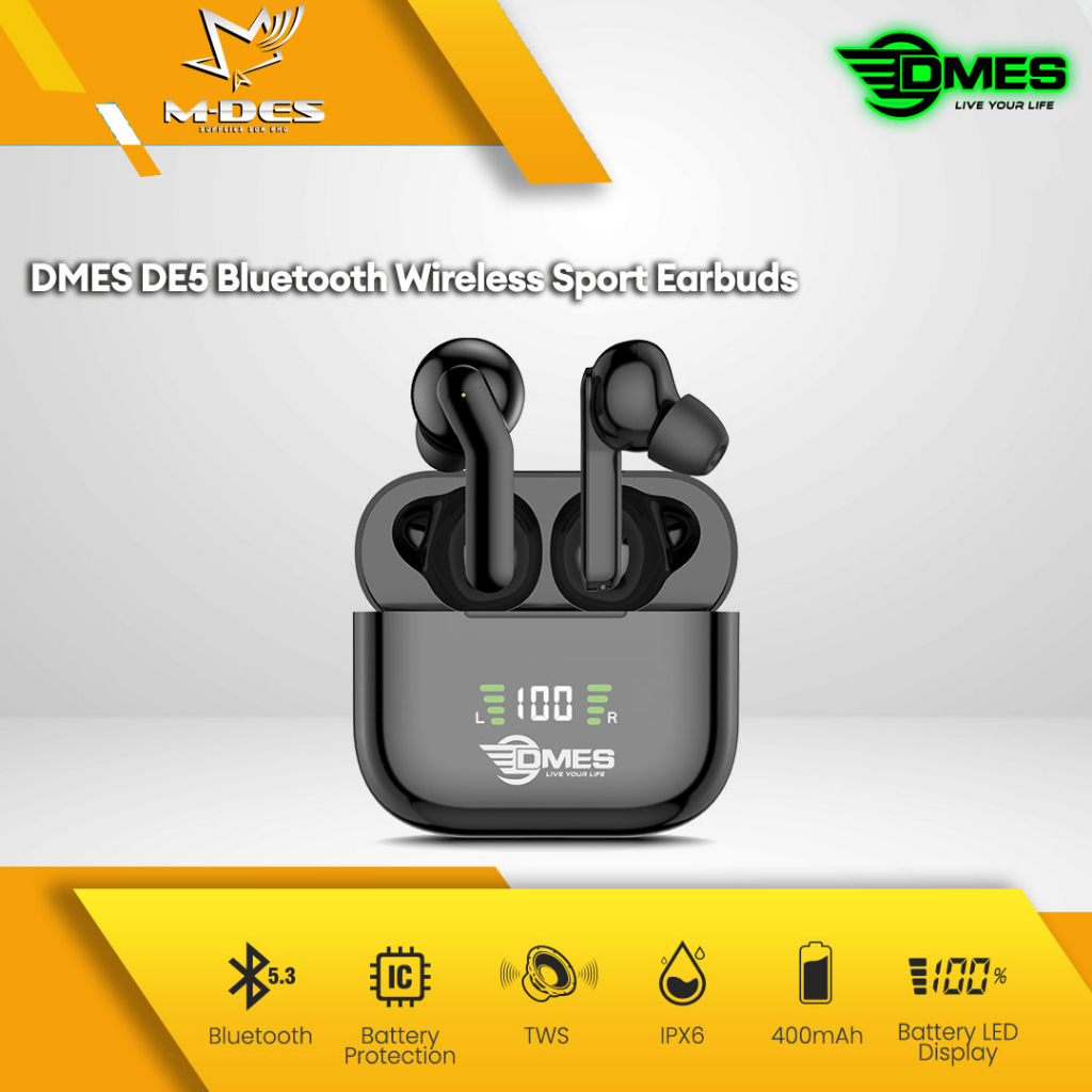DMES DE5 True Wireless Earbuds Bluetooth 5.3 TWS Sport Earbuds with ...