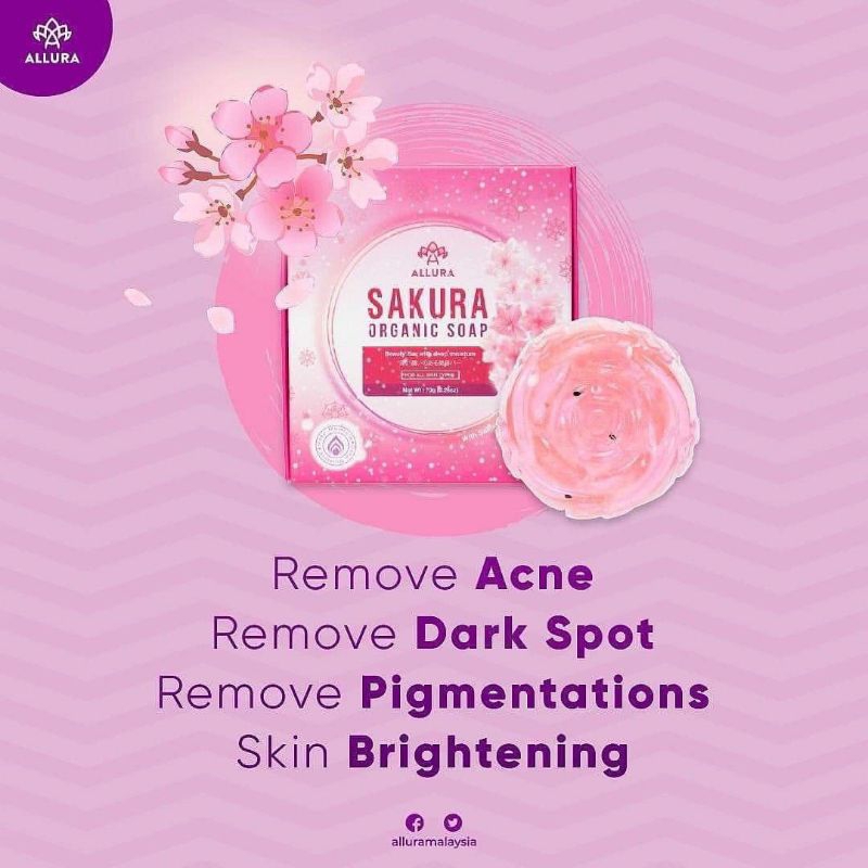 ALLURA SAKURA ORGANIC SOAP SABUN SAKURA 70g | Shopee Malaysia