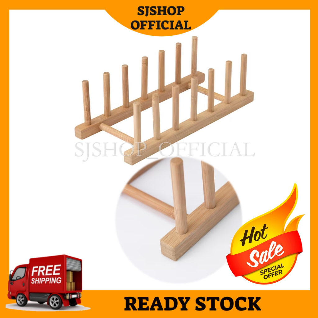 [READY STOCK] 100% ORIGINAL IKEA OSTBIT Plate Holder Wooden Bamboo Rak ...