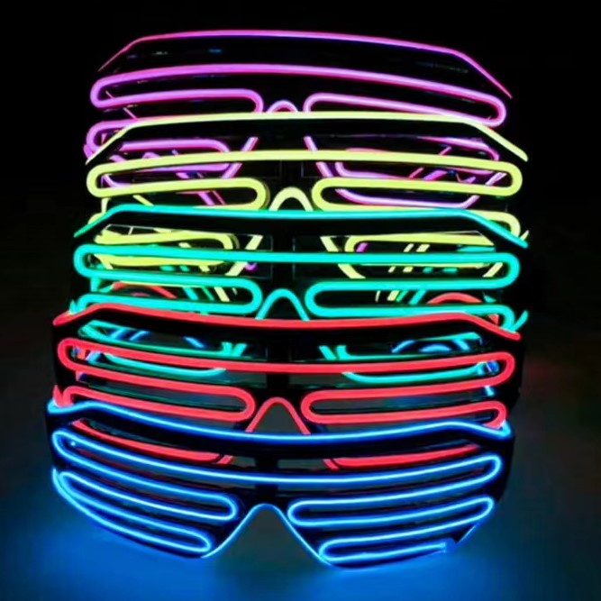 Harga Borong EL Neon LED Glasses Dual Color EL Wire Light Glasses Spek ...