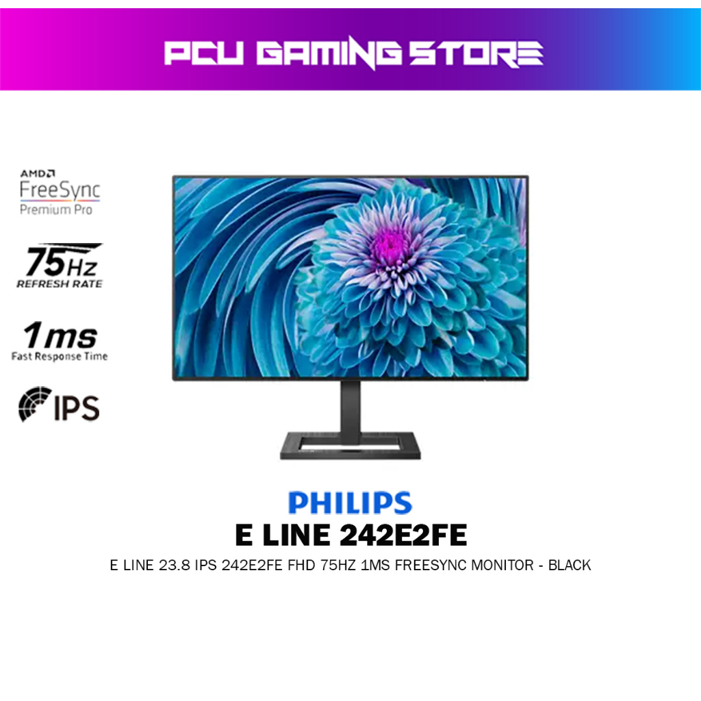 PHILIPS E LINE 23.8 IPS 242E2FE FHD 75HZ 1MS FREESYNC MONITOR - BLACK ...
