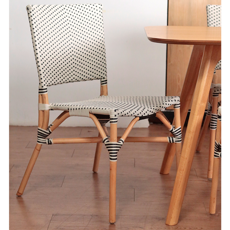 TRADGARD Natural Cane Dining Chair Retro Modern Woven Rattan Chair ...
