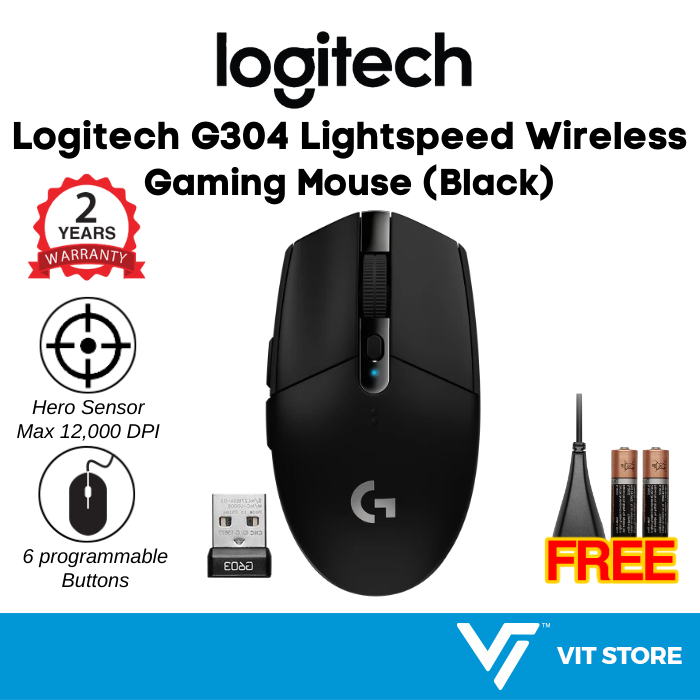 Logitech G304 Lightspeed Wireless Gaming Mouse (Black) Hero Sensor ...