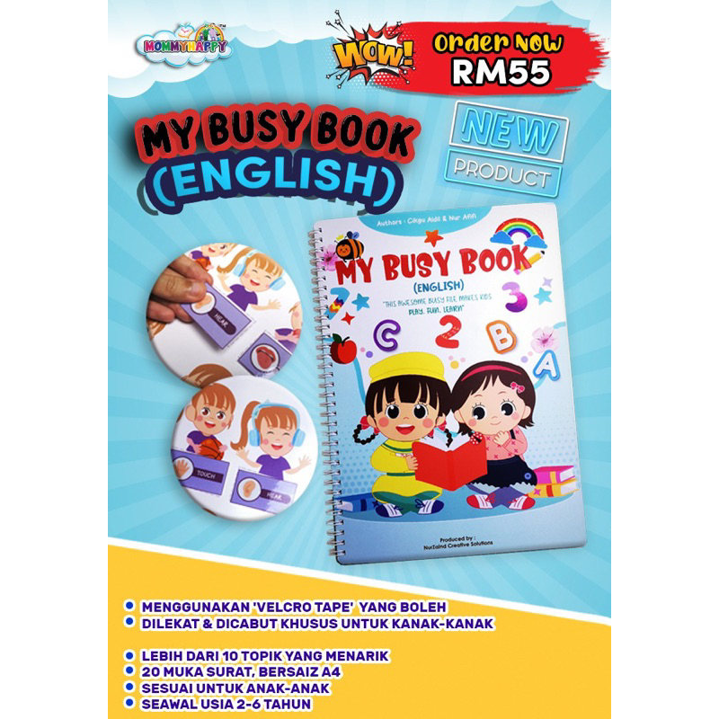 MY BUSY BOOK ENGLISH FOR KIDS AND TODDLERS VELCRO TAPE FINE MOTOR ...