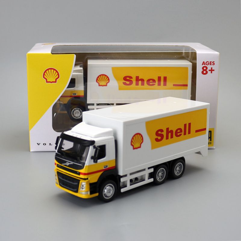 SHELL 1:50 Diecast Model Toy Volvo courier Truck Replica Pull Back With ...