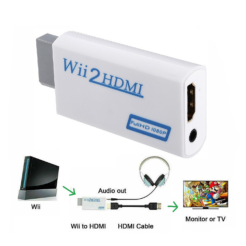Wii To HDMI Wii2HDMI Converter Adapter With Audio 1080P Full HD 3.5mm ...