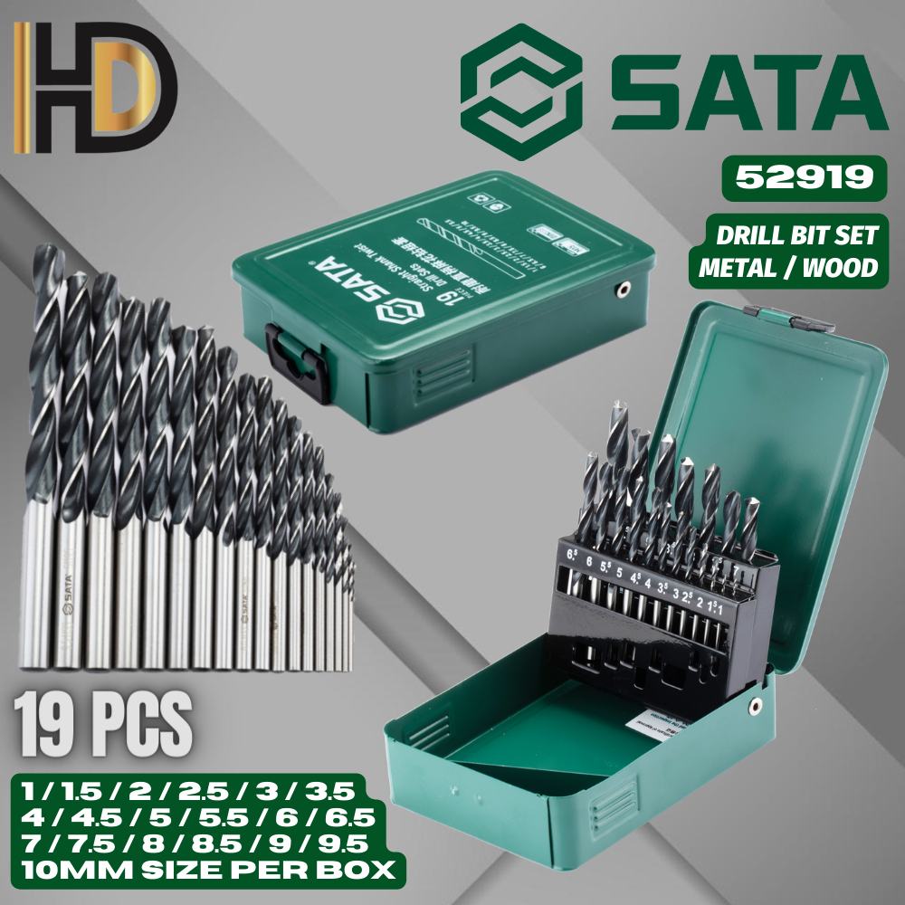 SATA 19PCS Straight Shank Twist Drill Bit Sets / 52919 / Metal & Wood ...