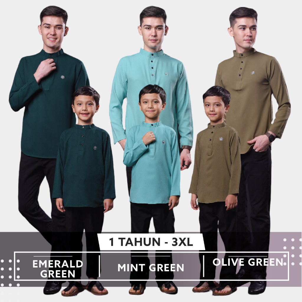 KURTA RAYA MURAH : ANAK DAN AYAH (EMERALD GREEN | MINT GREEN | OLIVE ...