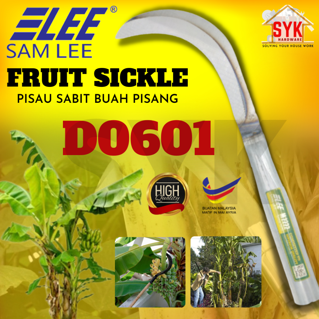 SYK SAMLEE D0601 12" Heavy Duty Fruit Sickle Fruit Knife Banana Sickle Sabit Pisang Sabit Buah ...