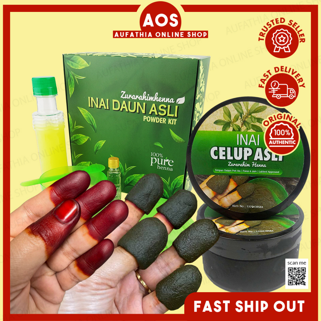 Inai Daun Asli Merah Pekat Lukis Sticker Maroon White Black Sah Solat ...