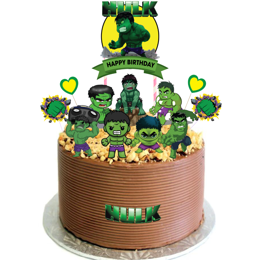 HULK CHIBI High Quality Paper Cake Topper Kek Cake Decor Cupcake Topper ...