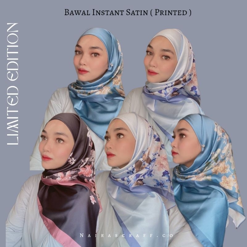 New Edition Tudung BAWAL INSTANT SATIN BERCORAK | Shopee Malaysia