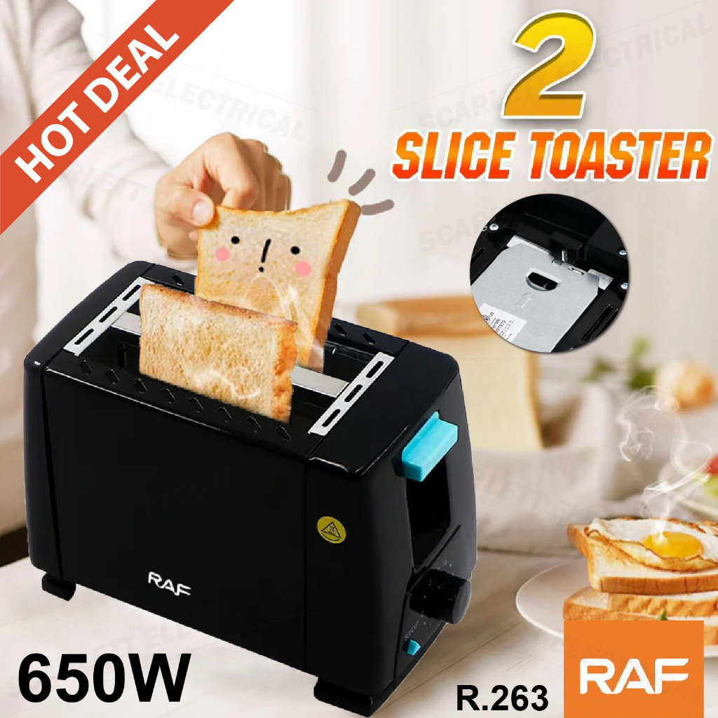 RAF 2 Slice Toaster 650W Breakfast Bread Pop Up Toaster Grill with ...