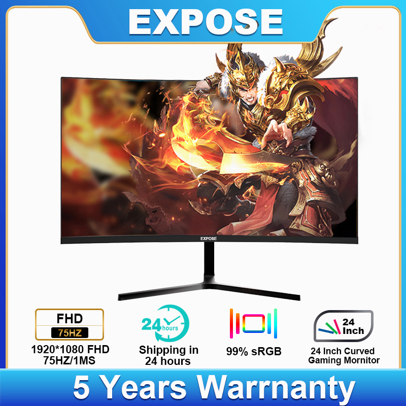 EXPOSE Monitor PC 24 Inch Curved Monitor Gaming 75HZ Wiht Speaker 27 ...