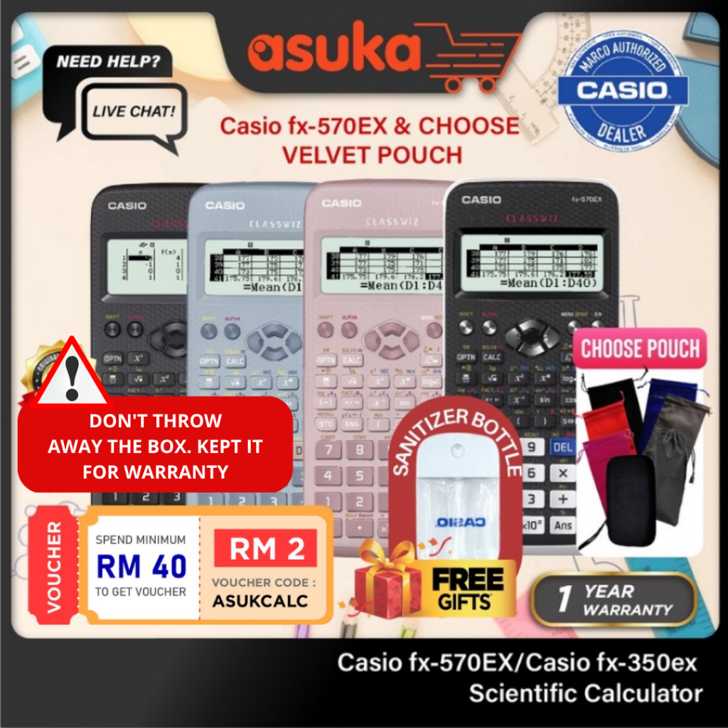 Casio fx-570EX / Casio Black fx-350ex Scientific Calculator Genuine ...