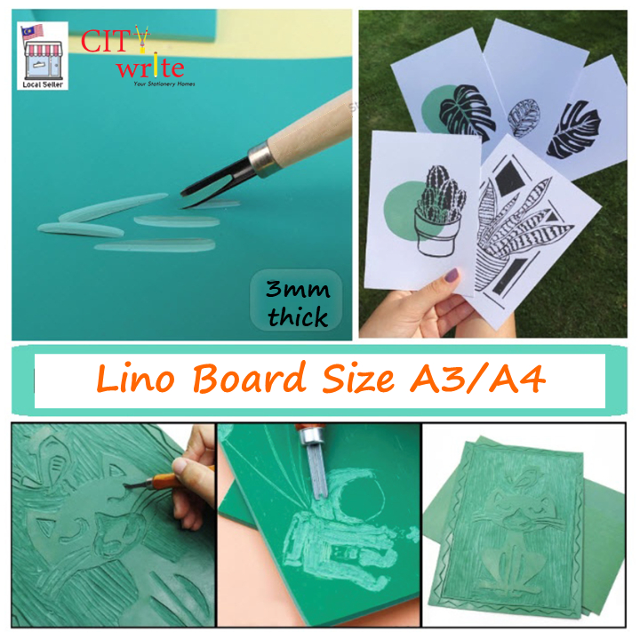 A3 A4 DIY Printing Ink Plate Making 3mm Thick Green Lino Sheet Bahan ...