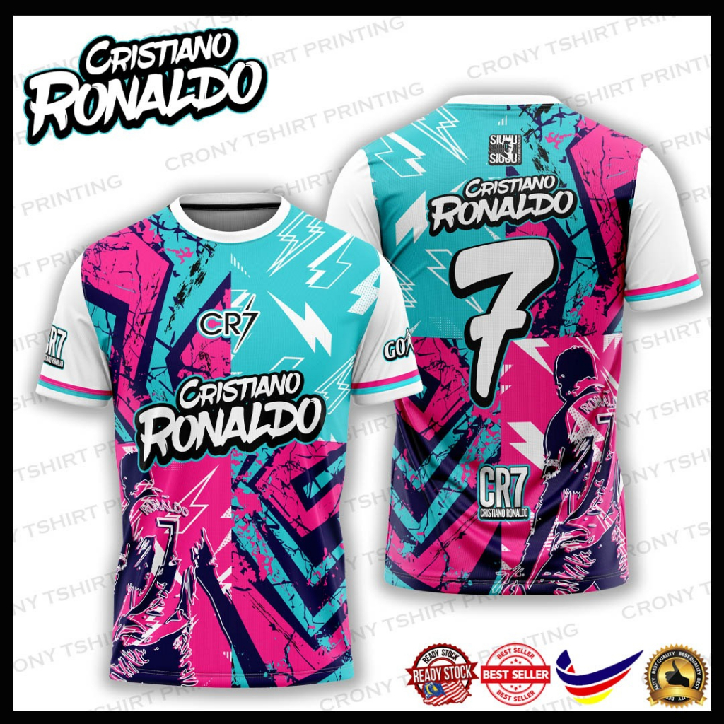 CR7 Cristiano Ronaldo G.O.A.T Sublimation Tshirt | Baju Fan CR7 ...