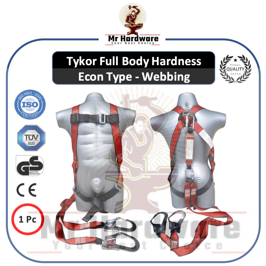 Safety Belt Full Body Harness Webbing Polyester Lanyard Large Hook Tali ...
