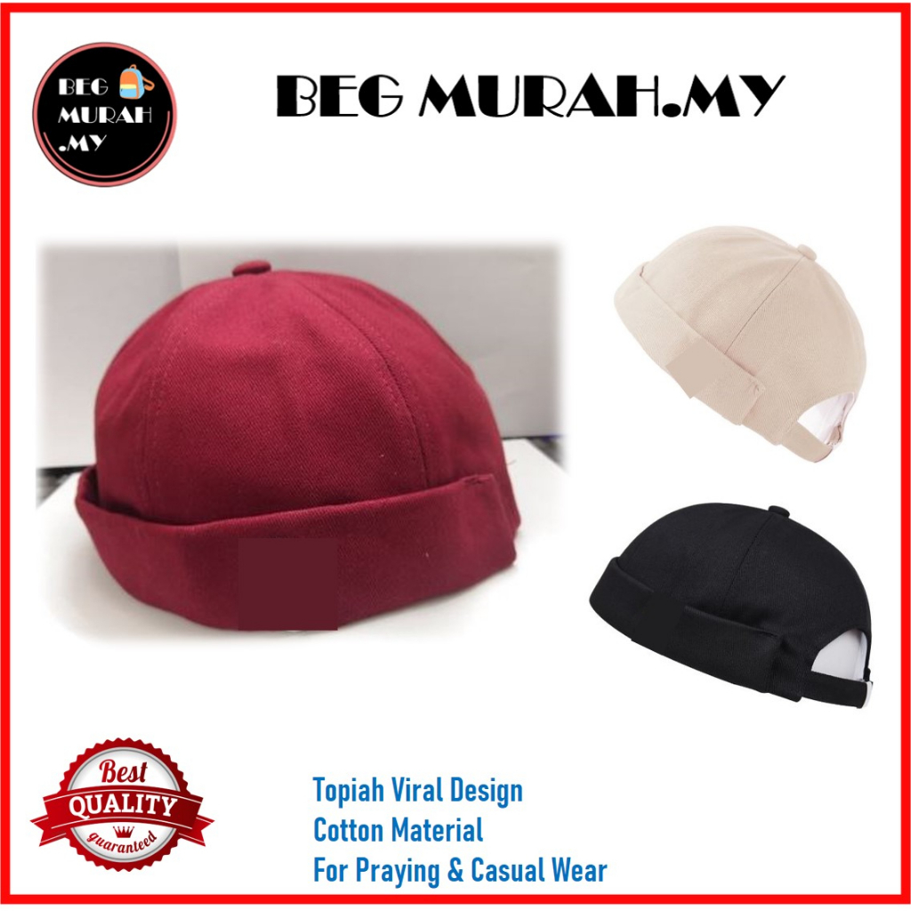 BEGMURAH Topiah Viral Cap Topi Kopiah Songkok Roll Hat Sailor Baru Haji ...
