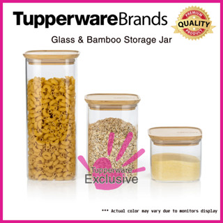 Glass & Bamboo Storage Jar Tupperware Balang Kaca Tupperware | Shopee ...