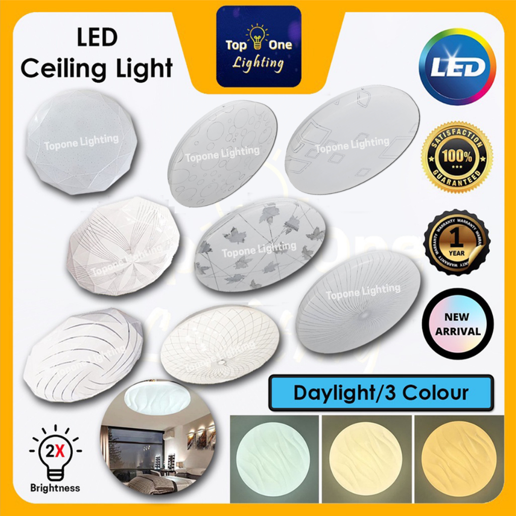 3 Colour LED Ceiling Light Surface Mounted Ceiling Lamp Round 16" 400MM ...