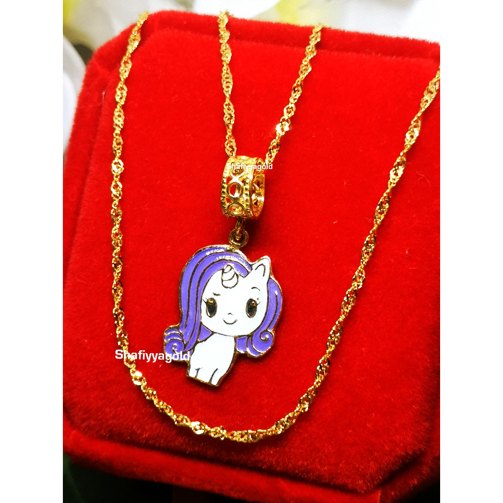 Rantai Leher Padu Design Gile2 Set Loket Emas 916 | Shopee Malaysia