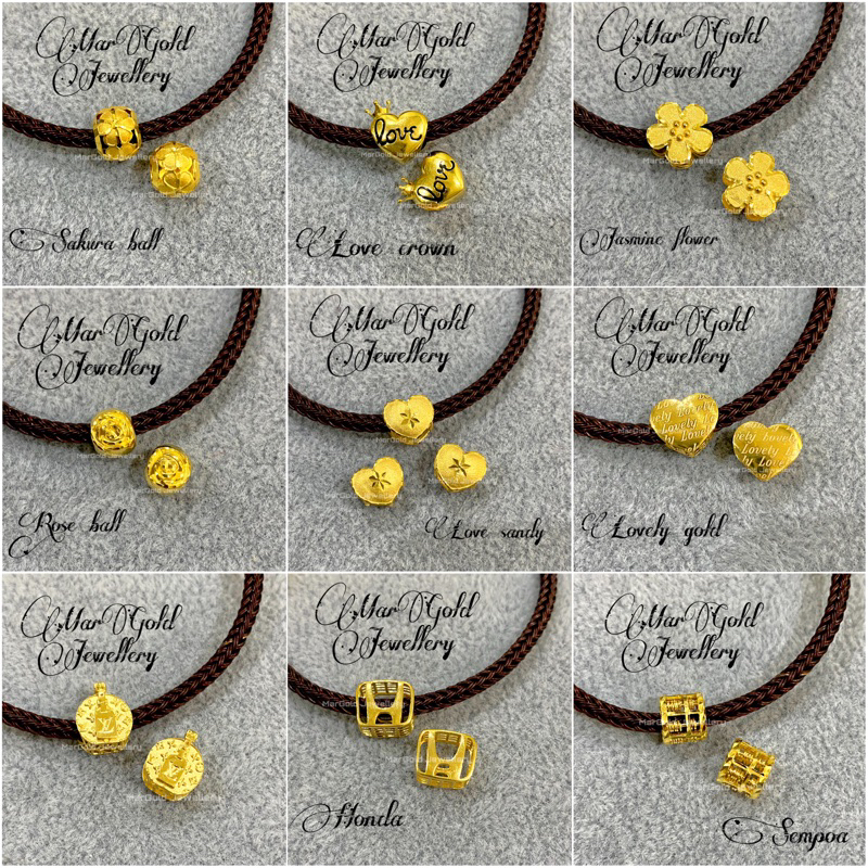 Bead Budget Series Pandora Emas 916 aeroplane/honda/sempoa/love/flower ...