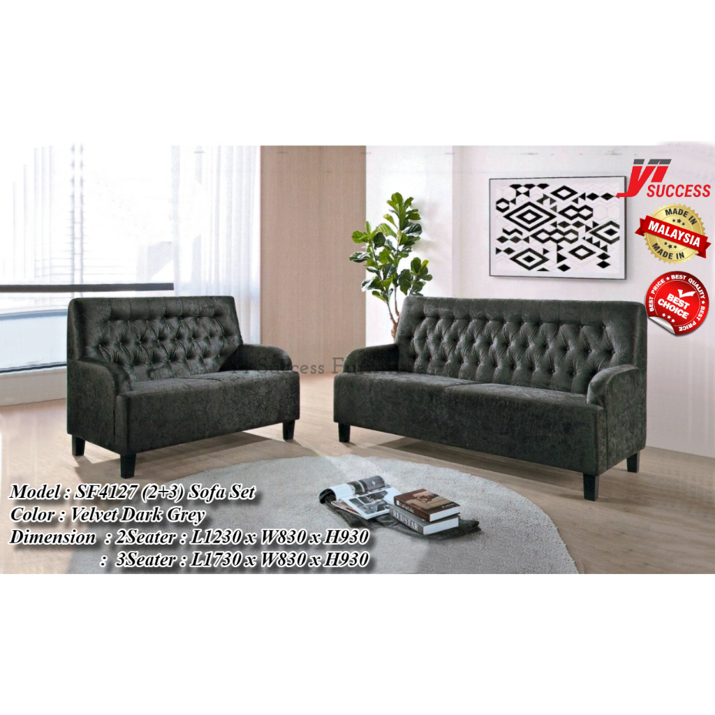 Yi Success Chesterfield Velvet Fabric Sofa Set / 2+3 Sofa Set / Plywood + Solidwood Sofa Frame ...