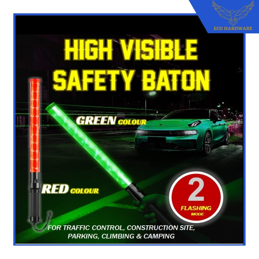 High Visible Traffic Safety Baton Light Stick 53cm RED GREEN Security ...