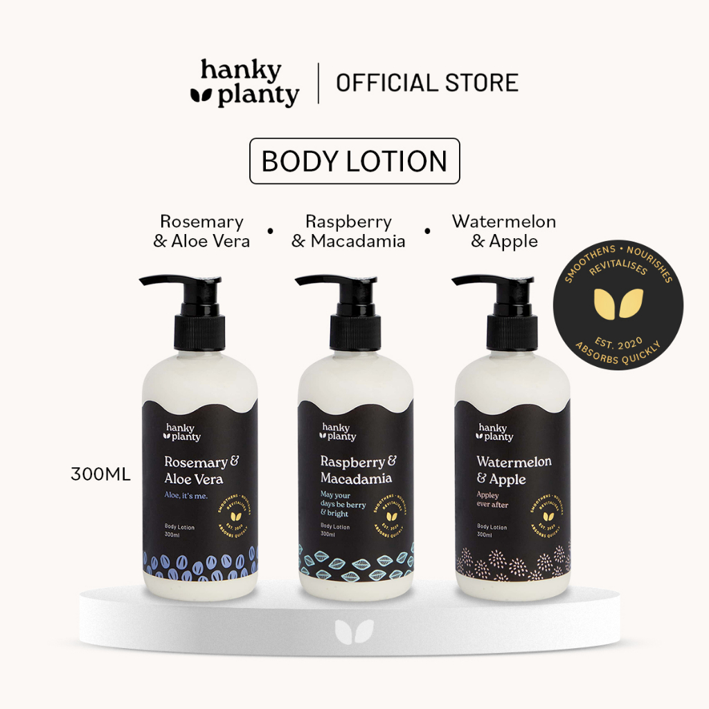 Hanky Planty Body Lotion Raspberry And Macadamia Watermelon And Apple